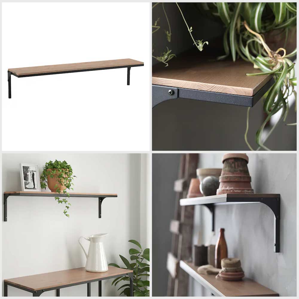 IKEA FJALLBO Wall Shelf Black 101X20 cm Idiya